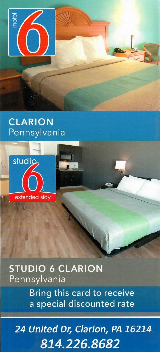 Motel 6 Clarion - Getaways On Display