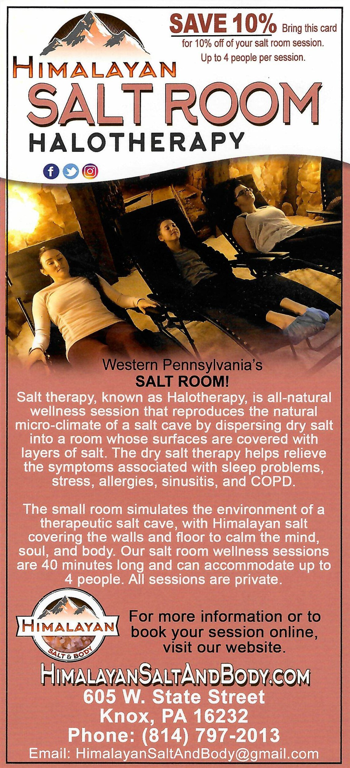 Himalayan/Halotherapy Salt Room - Getaways On Display