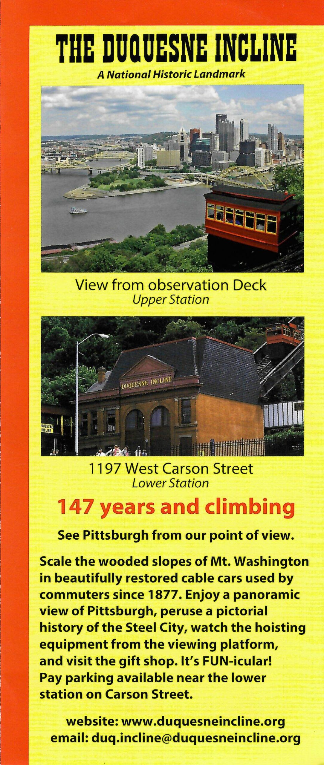 Duquesne Incline - 147 Years and Climbing - Getaways On Display