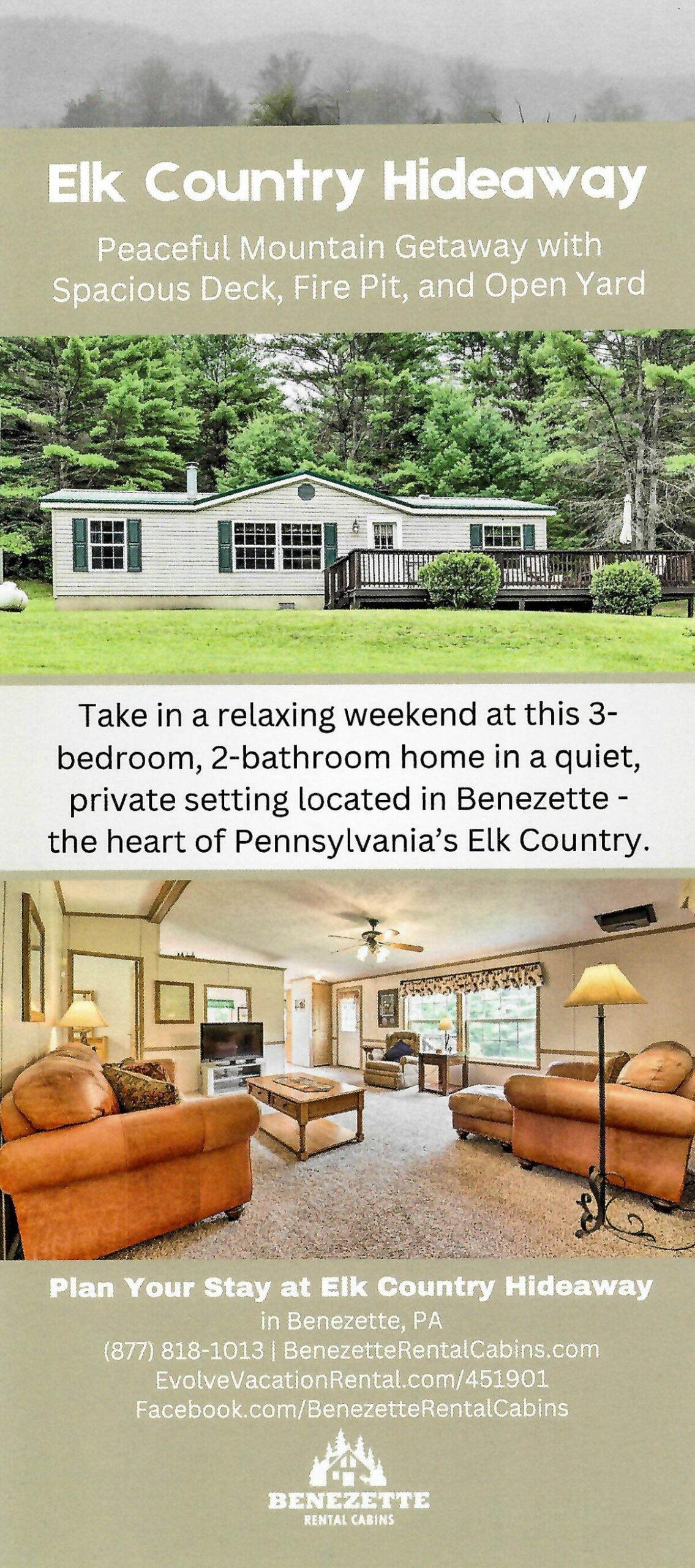 Benezette Rental Cabins - Elk Country Hideaway - Getaways On Display
